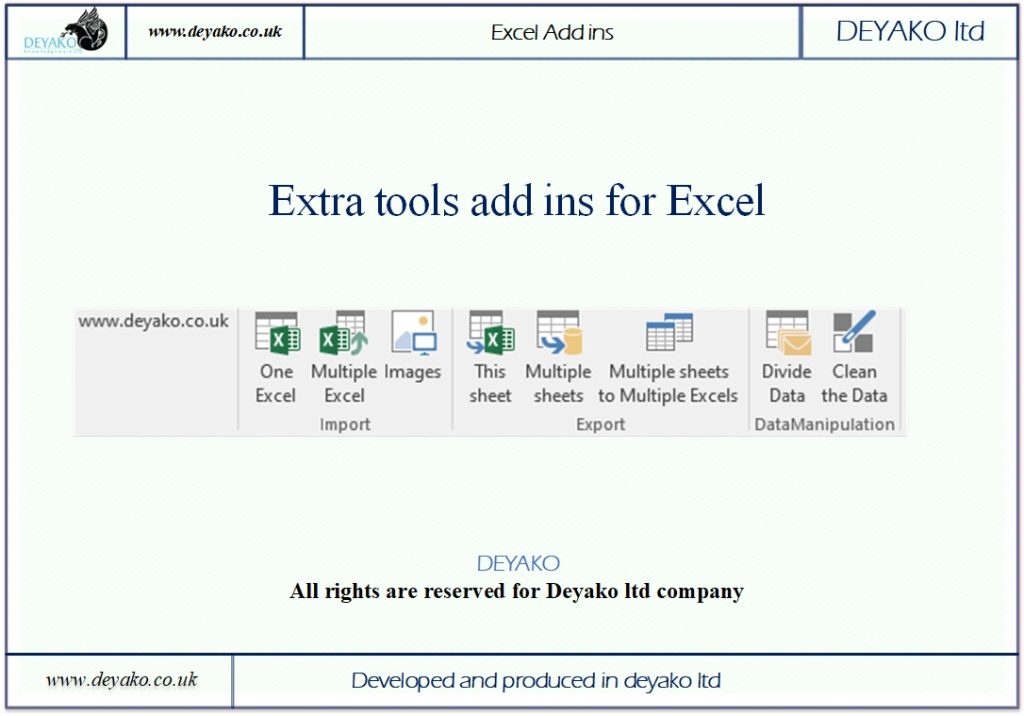 Extra tools add ins for Excel - Deyako